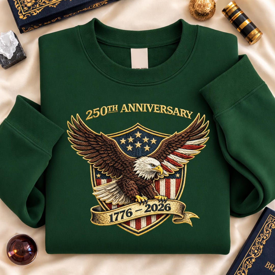 Custom Name on Sleeve, Patriotic Eagle Shield Embroidered Sweatshirt ...