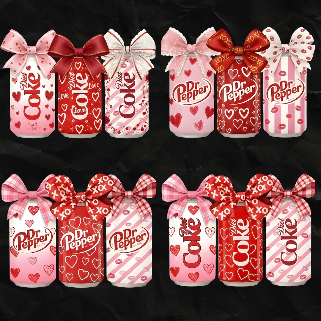 Retro Valentine Soda PNG SVG Bundle | Coquette Bow Soda Can Designs ...