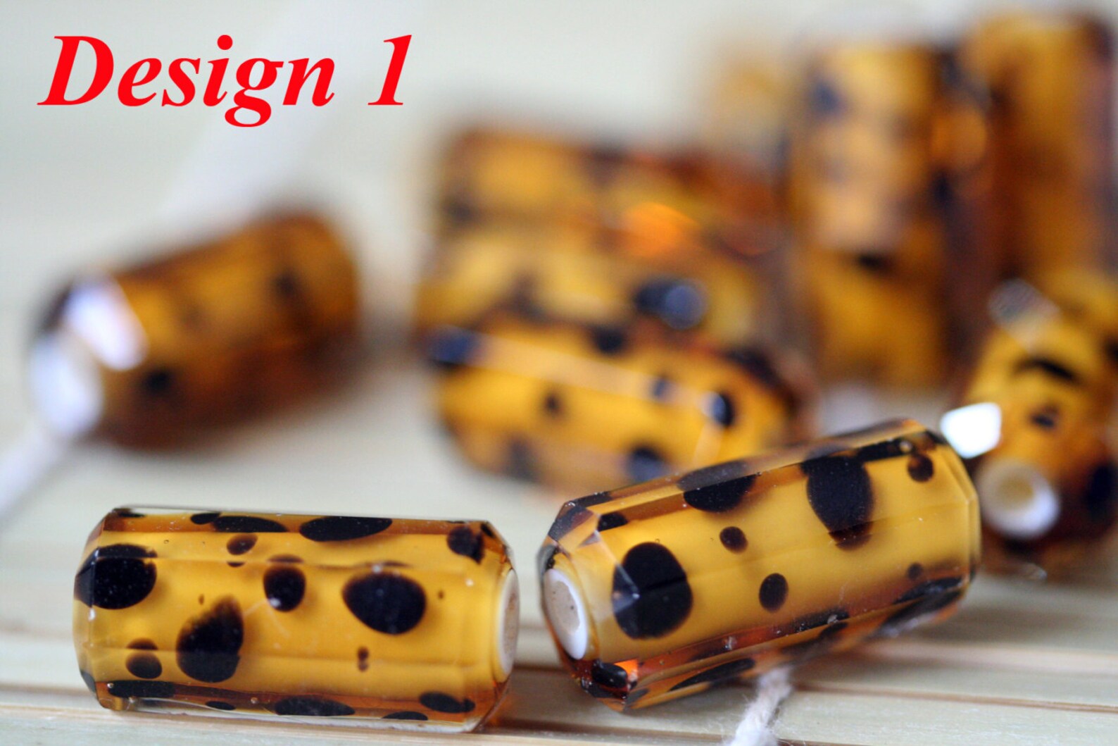 Animal Print Design Handmade Faceted Lampwork Glass Beads (2-beads Pack ...