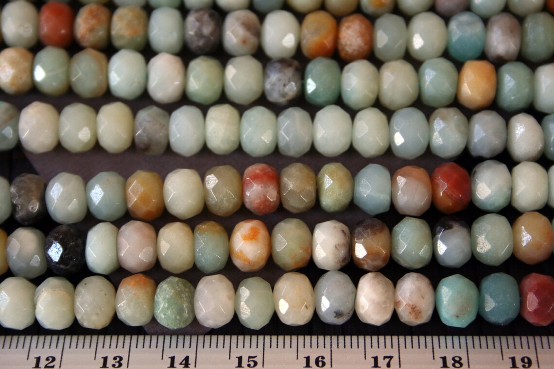 Natural Amazonite Multiple Color 10mm x 14mm Faceted Rondelle | Etsy