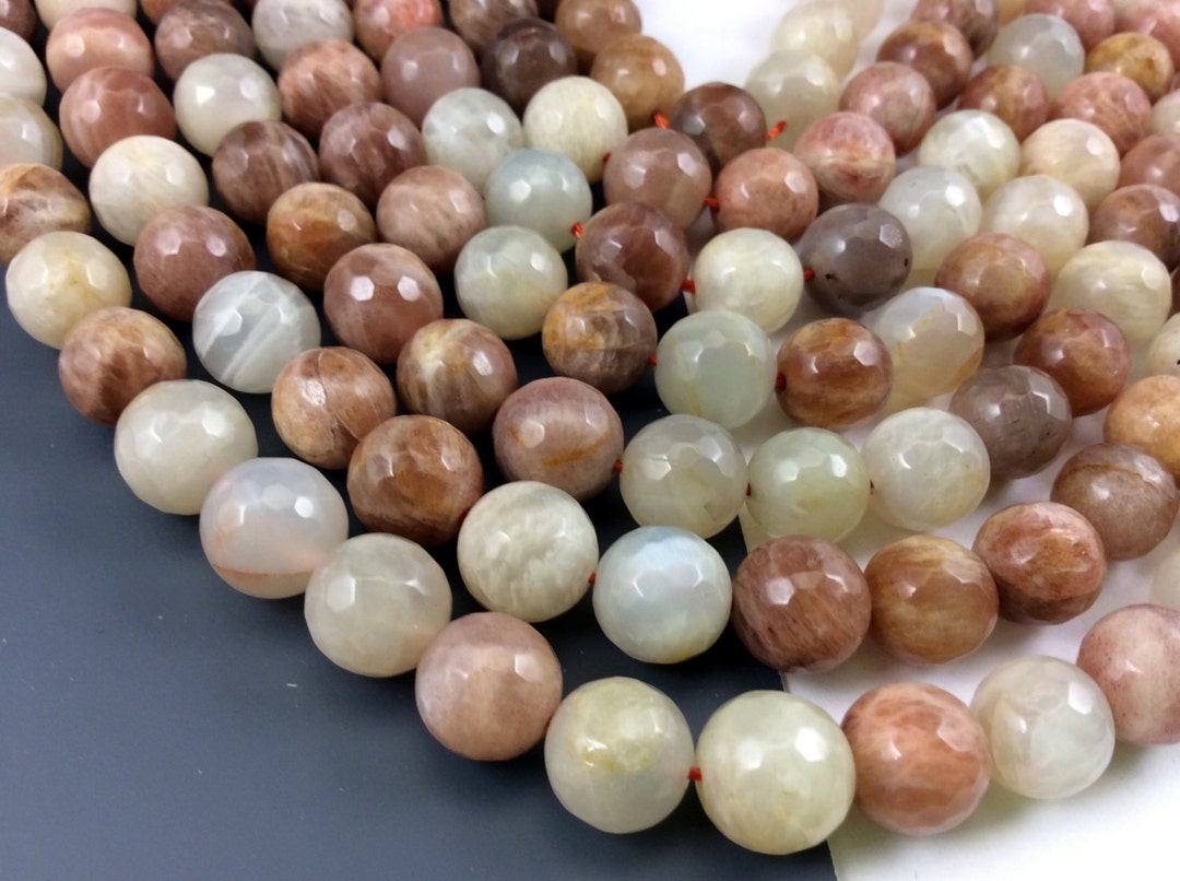 Natural Moonstone Multiple Color 10mm Faceted Round Beads - Etsy