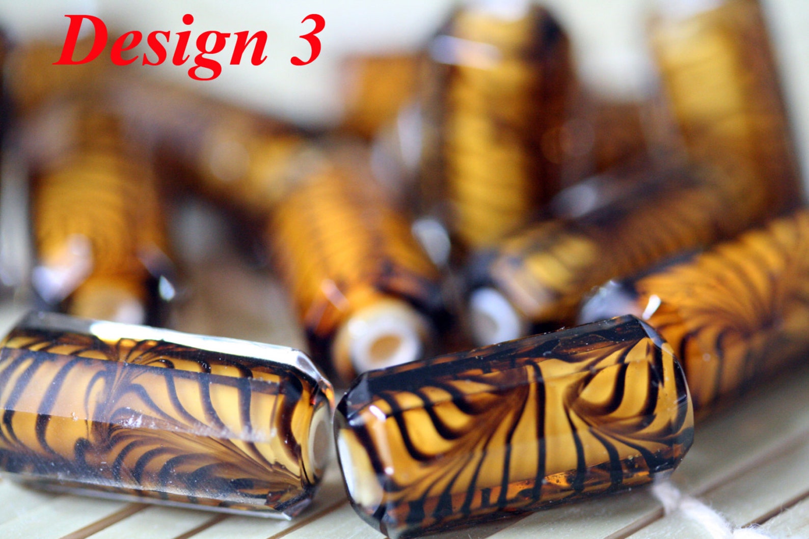 Animal Print Design Handmade Faceted Lampwork Glass Beads (2-beads Pack ...