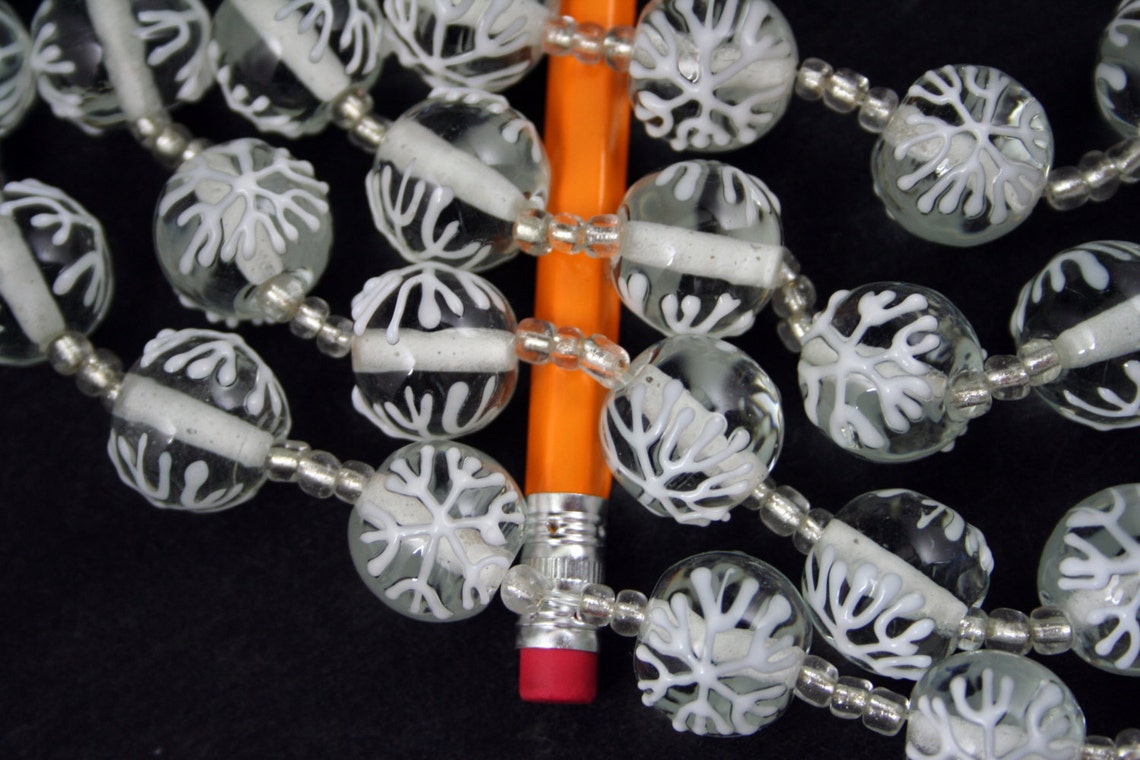Christmas Clear Snowflake Handmade Lampwork Glass Beads12 - Etsy