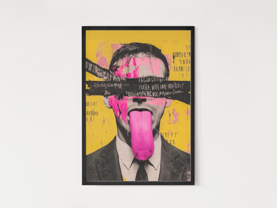 Bold Surreal Portrait Poster, Punk Collage Art Print, Edgy Digital ...
