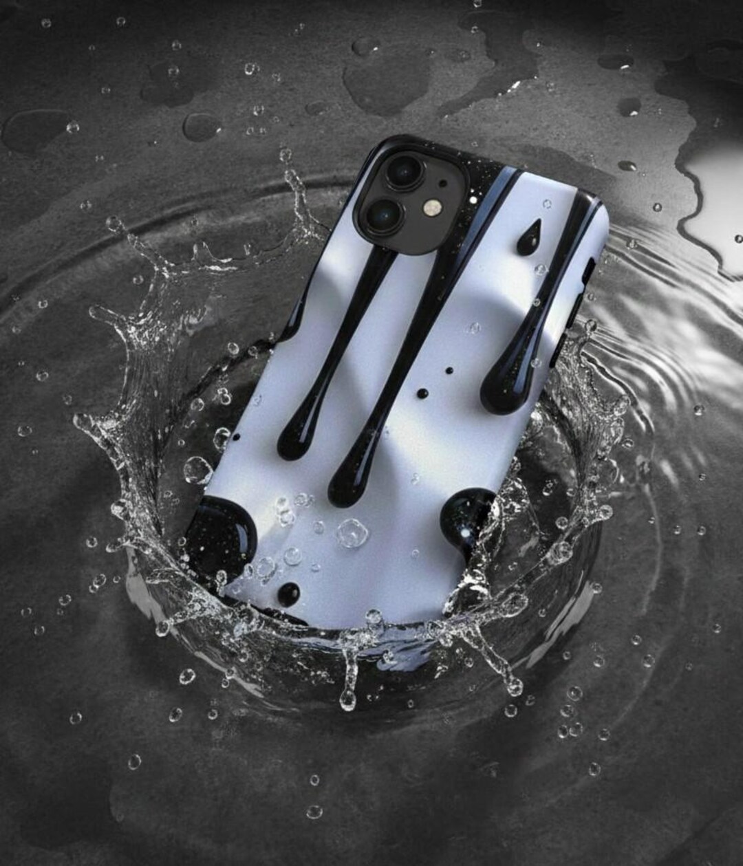 3D Look Black Liquid Drip Phone Case, Puffy Marshmallow Effect Cover ...