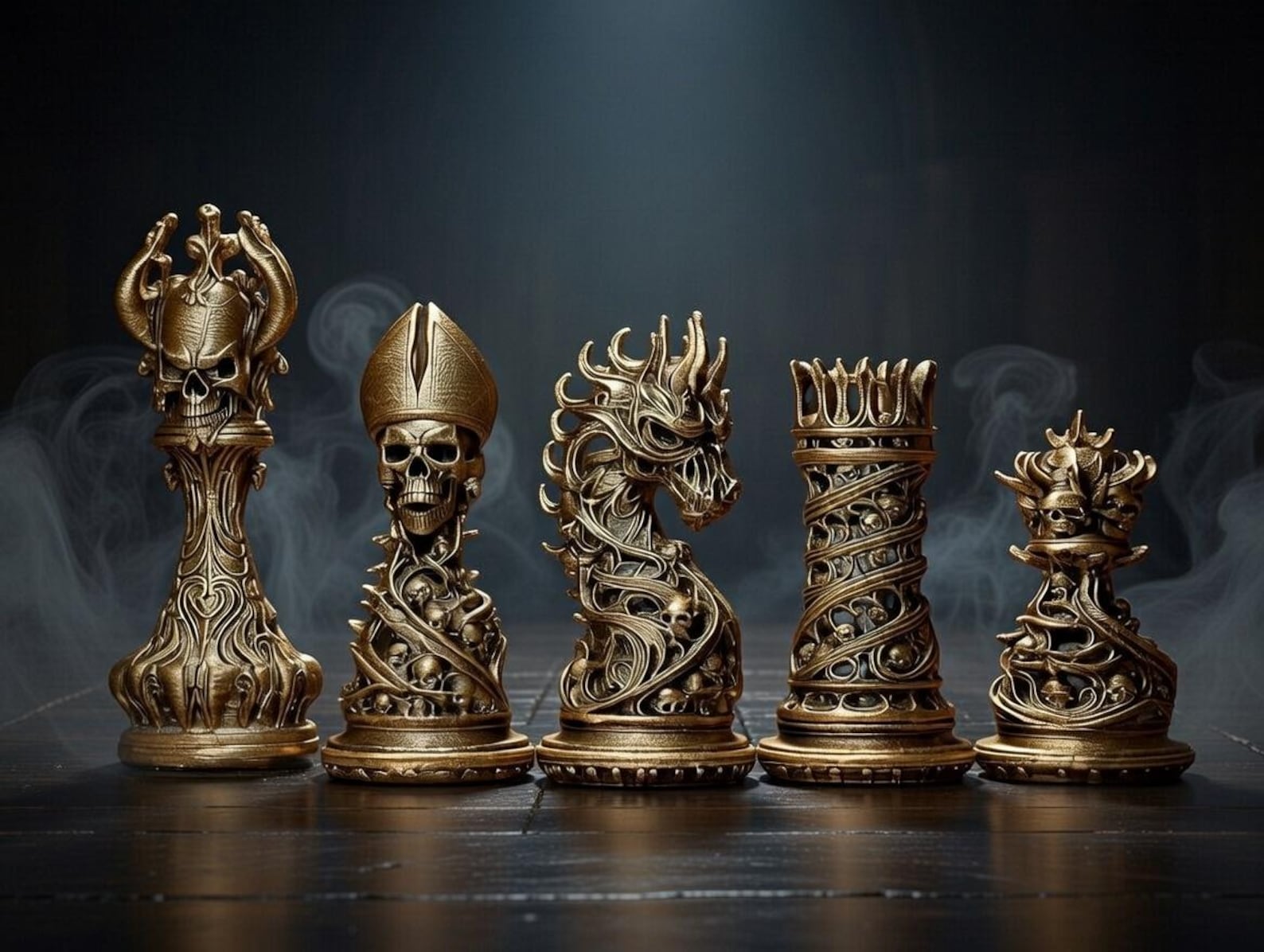 Gothic Skull Chess Set – Dark Fantasy Chess Pieces – Gift for Gamers ...