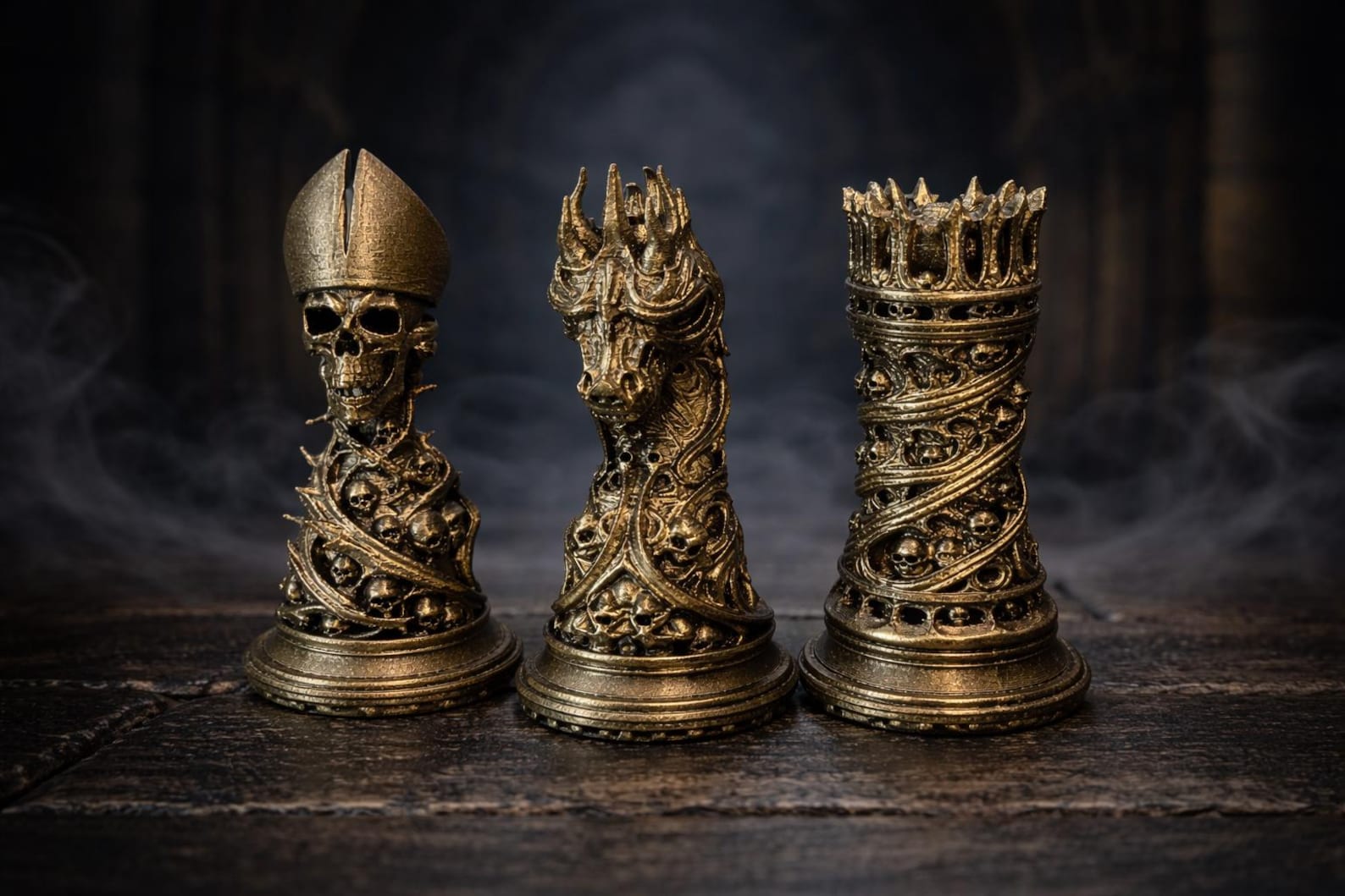 Gothic Skull Chess Set – Dark Fantasy Chess Pieces – Gift for Gamers ...