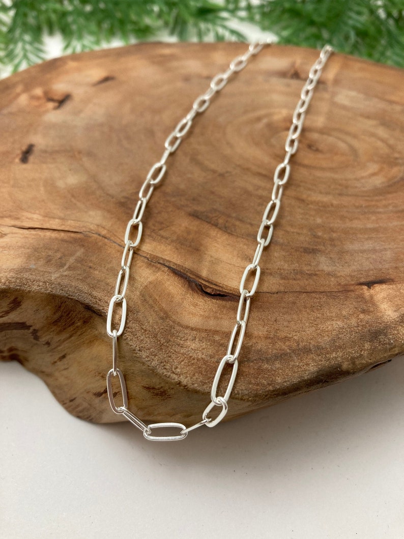 Paperclip Solid Sterling Chain 3.2mm Silver Antique or Dark - Etsy