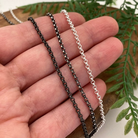 Solid Sterling Silver Rolo Chain Medium Weight in Silver | Etsy