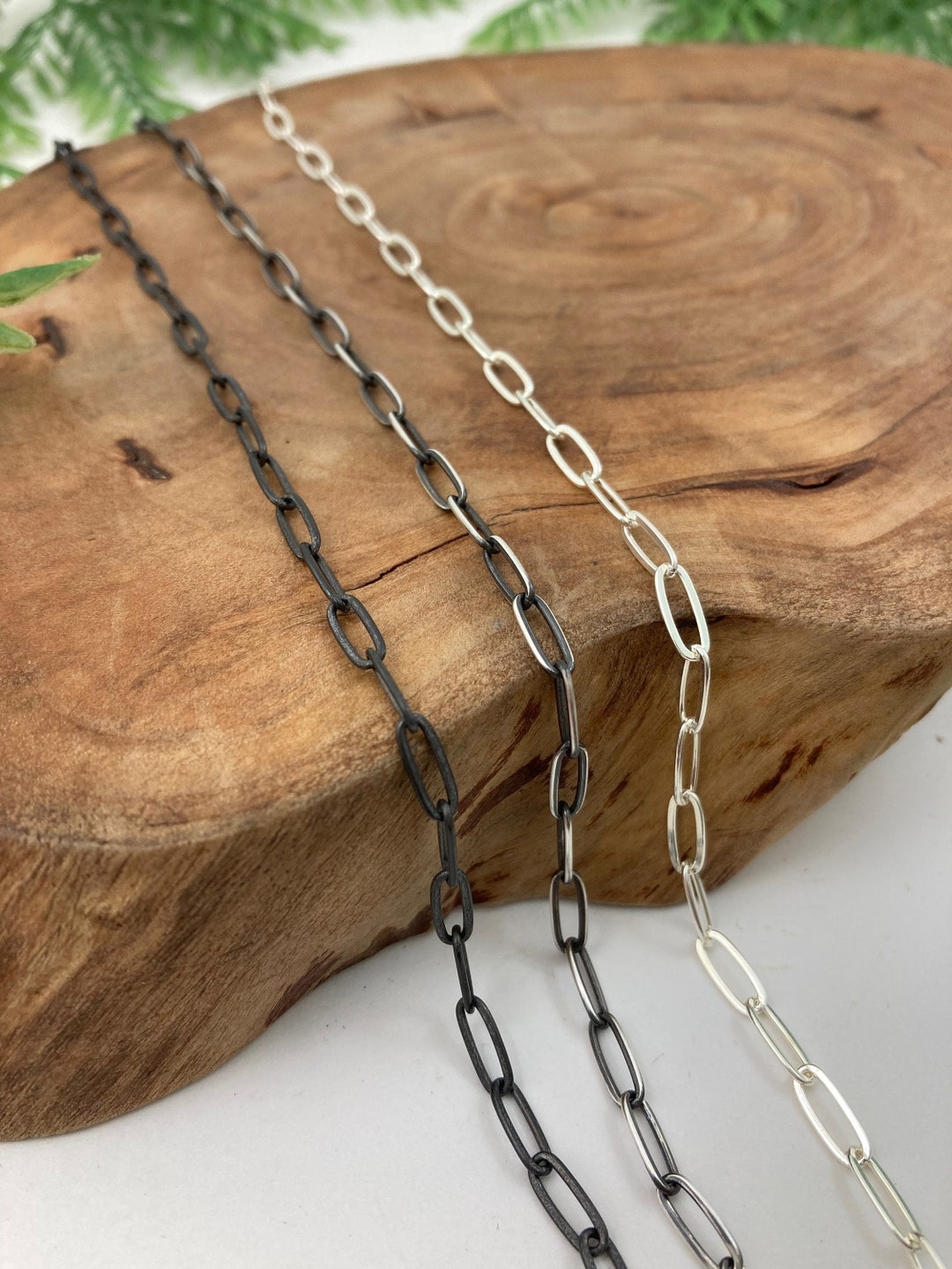 Paperclip Solid Sterling Chain 3.2mm - Silver, Antique or Dark Oxidized ...