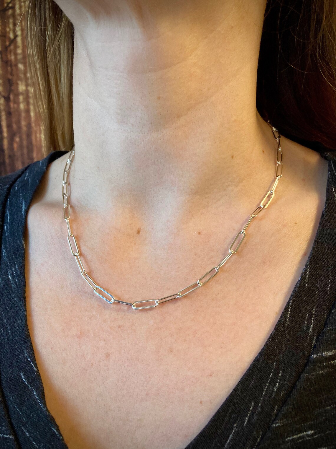 Paperclip Solid Sterling Chain 3.8mm Silver Antique or Dark - Etsy