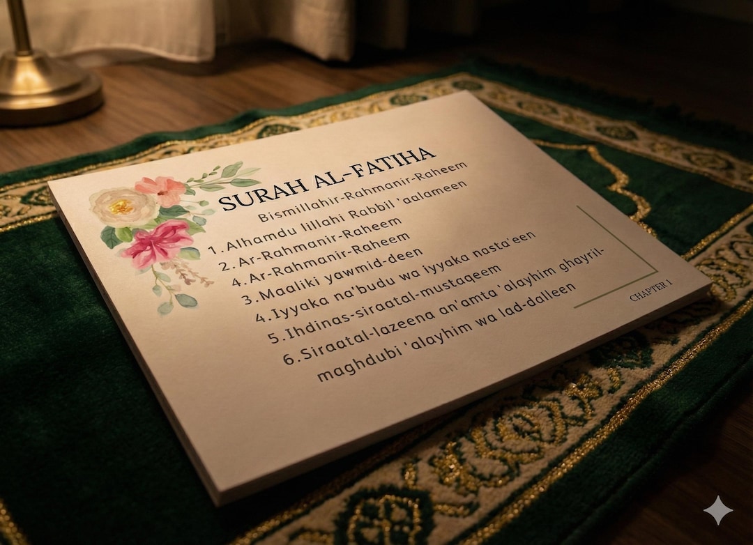Surah Al-fatiha | Prayer Card - English Transliteration and Meaning ...