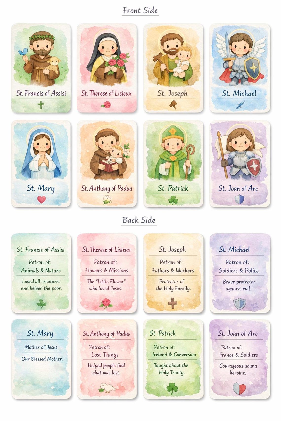 Catholic Saints Flashcards for Kids – Instant Download - Etsy