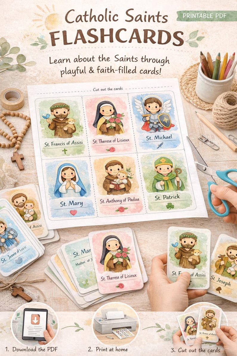 Catholic Saints Flashcards for Kids – Instant Download - Etsy