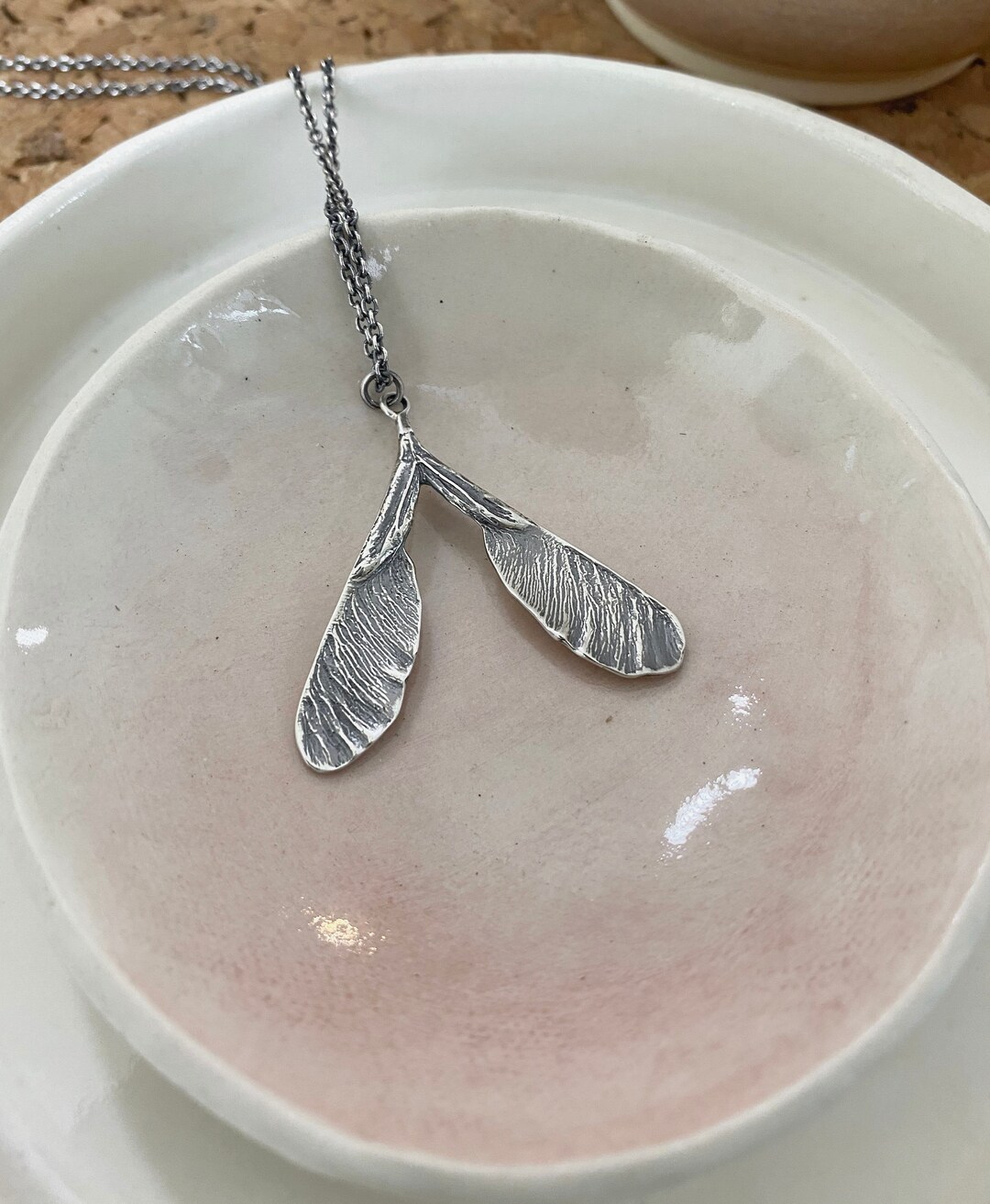 Double Samara - Semi-oxidized Silver - Maple Seed - Sterling Silver ...