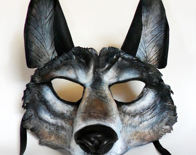 Gray Wolf Leather Mask - Etsy