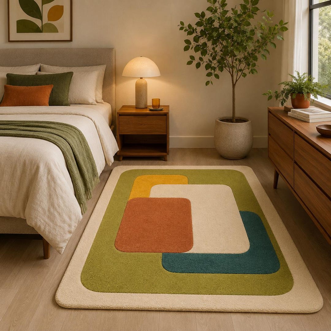 Modern Geometric Hand-tufted Area Rug – Mid-century Color Block Design ...
