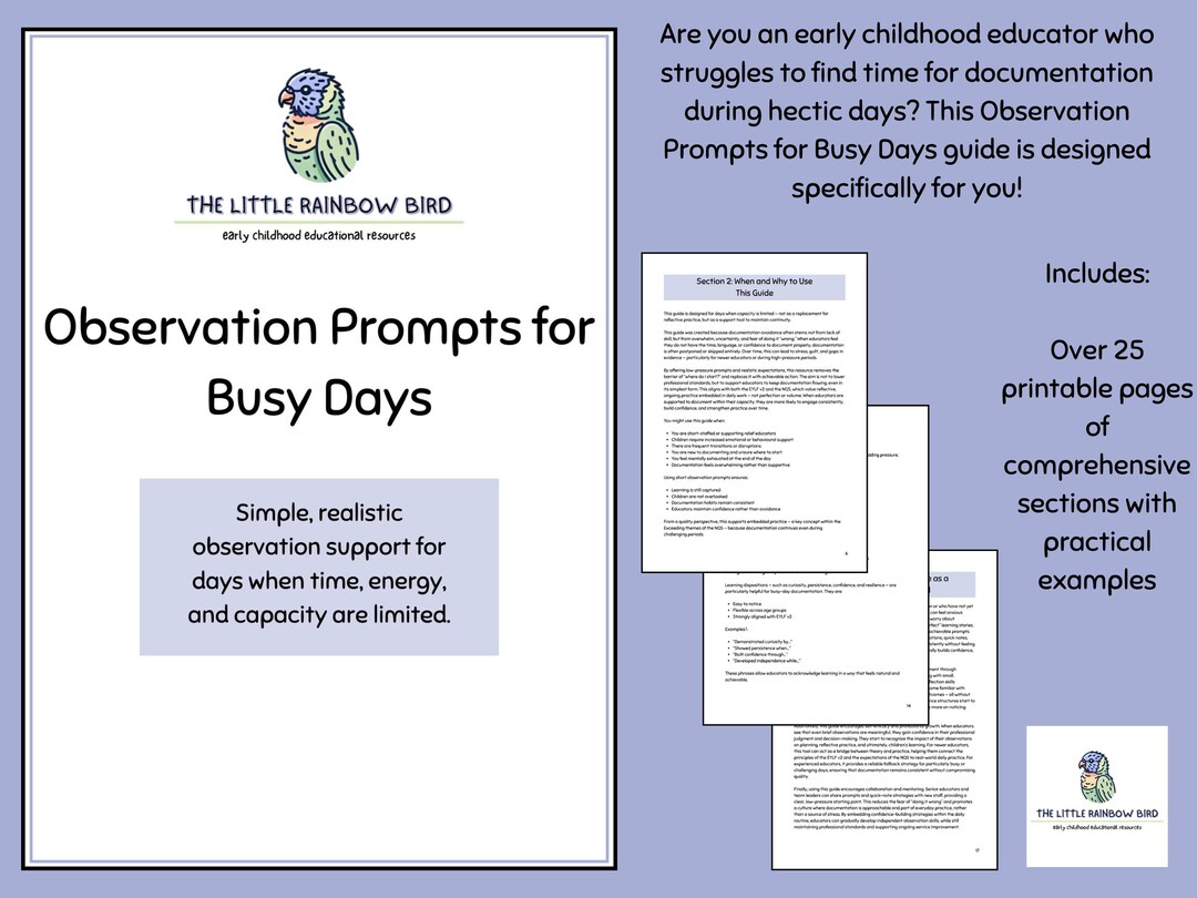 Early Childhood Observation Prompts: Quick Notes for Educators (digital ...