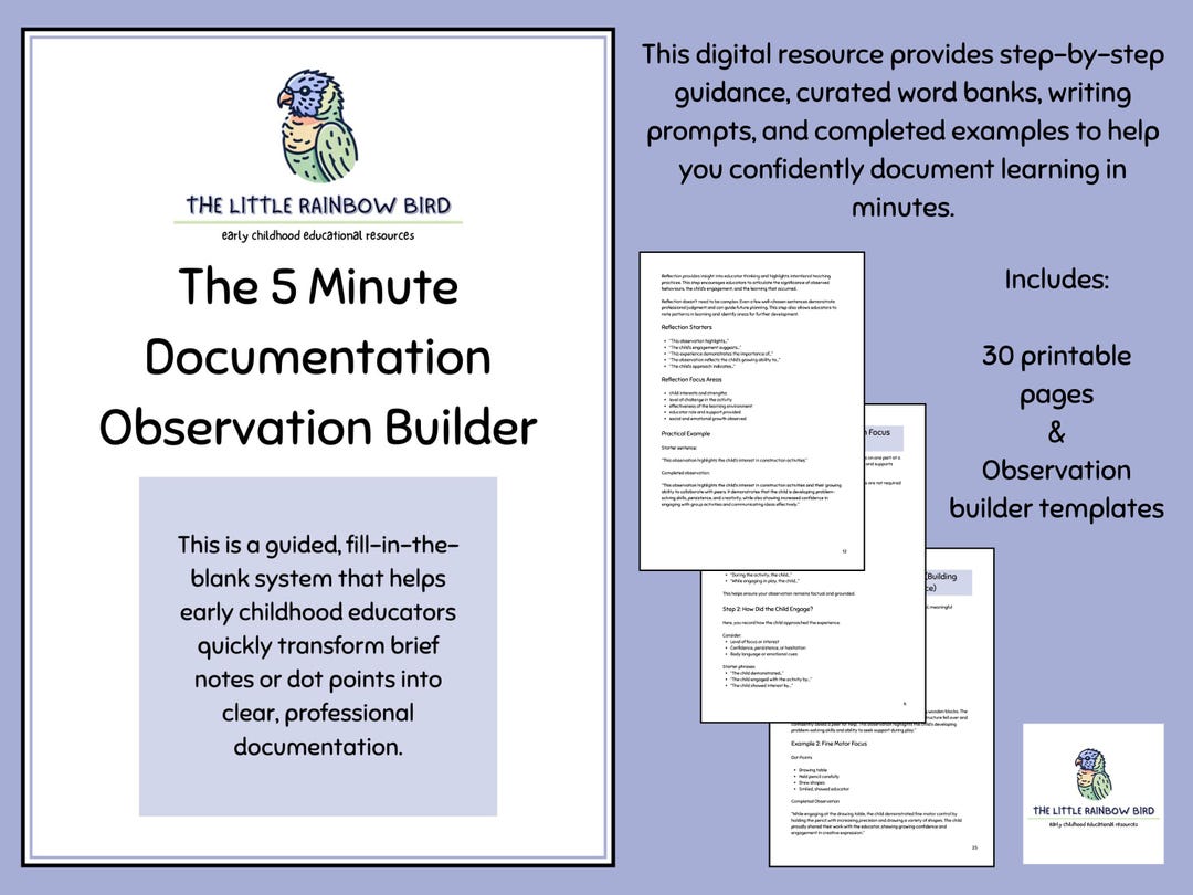 Early Childhood Observation Builder | Teacher Documentation Templates ...