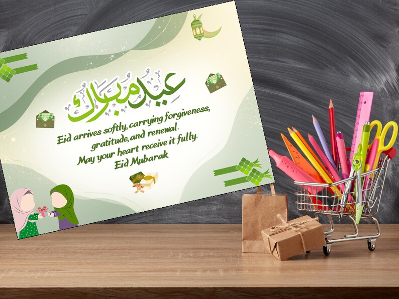Set of 5 Printable Eid Mubarak Cards, Islamic Designs (instant Download ...