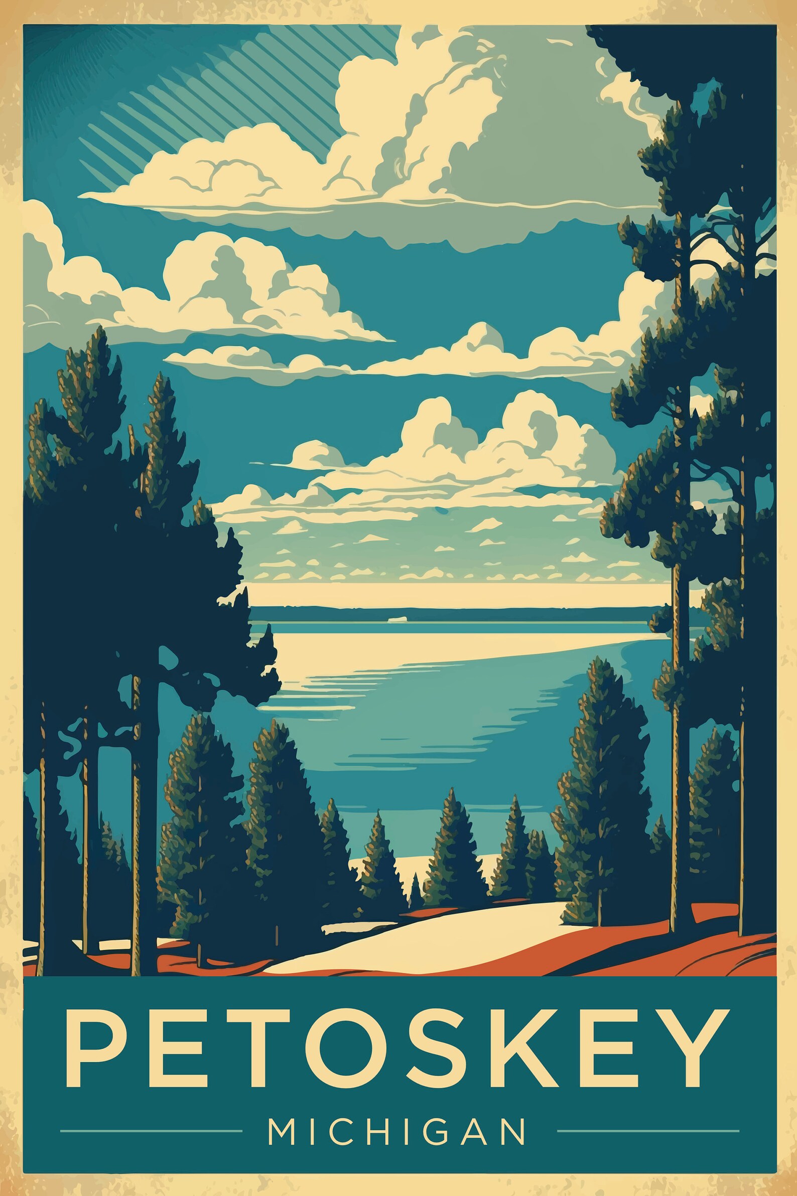 Petoskey Michigan Art Poster - Digital Download Wall Art Print, Art ...
