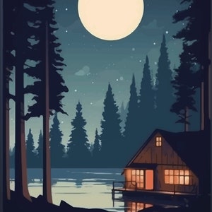 Up North Cabin Art Poster - Digital Download - Rustic Wall Decor ...