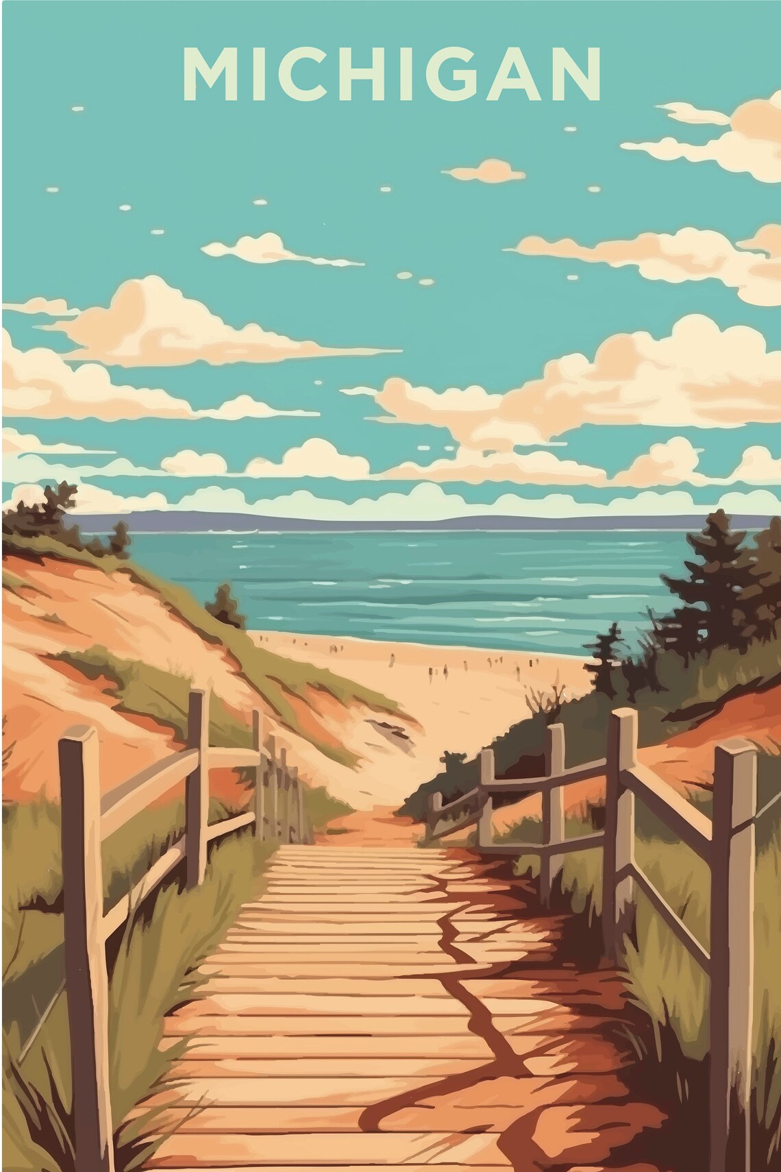 Michigan Beachside Boardwalk Western Michigan Leelanau Peninsula ...