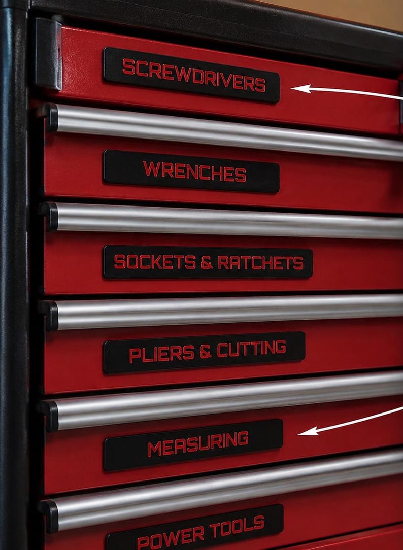 Magnetic Toolbox Labels for Mechanics | Custom Tool Drawer Organizer ...