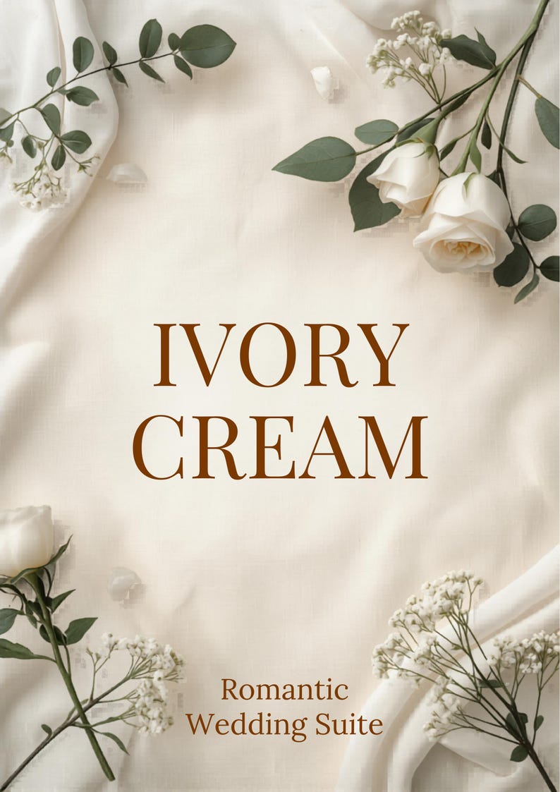 Ivory Cream Wedding Invitation Suite Signage Bundle, 12 Editable Canva ...