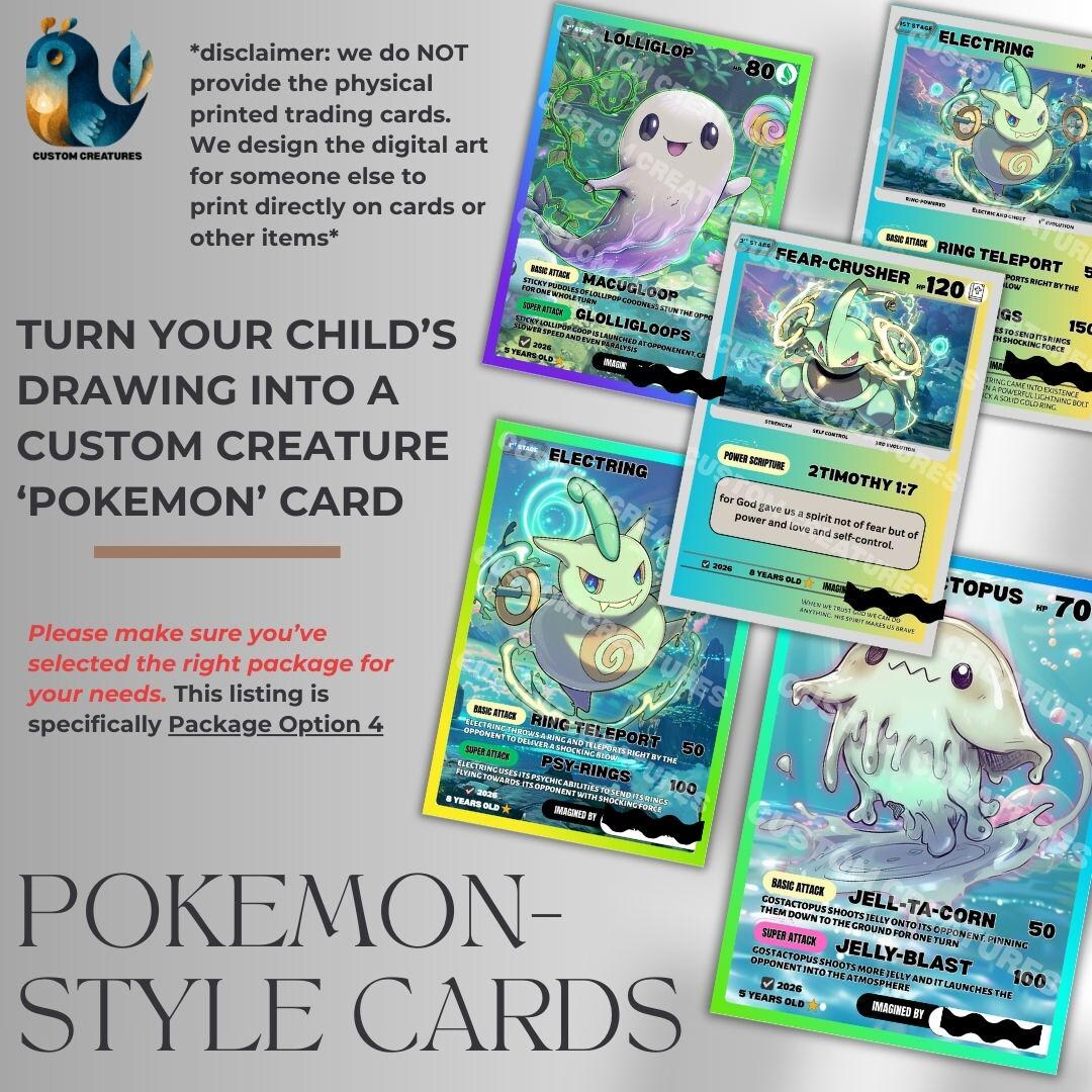 Custom Children Digital Pokemon, Kids Drawing Cartoon, Trading Card ...