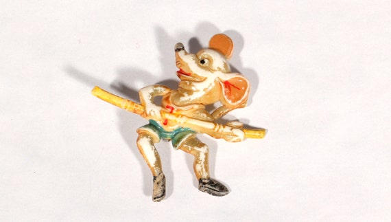 Art Deco Brooch a Mouse Pole Vaulting Cute French 192… - Gem