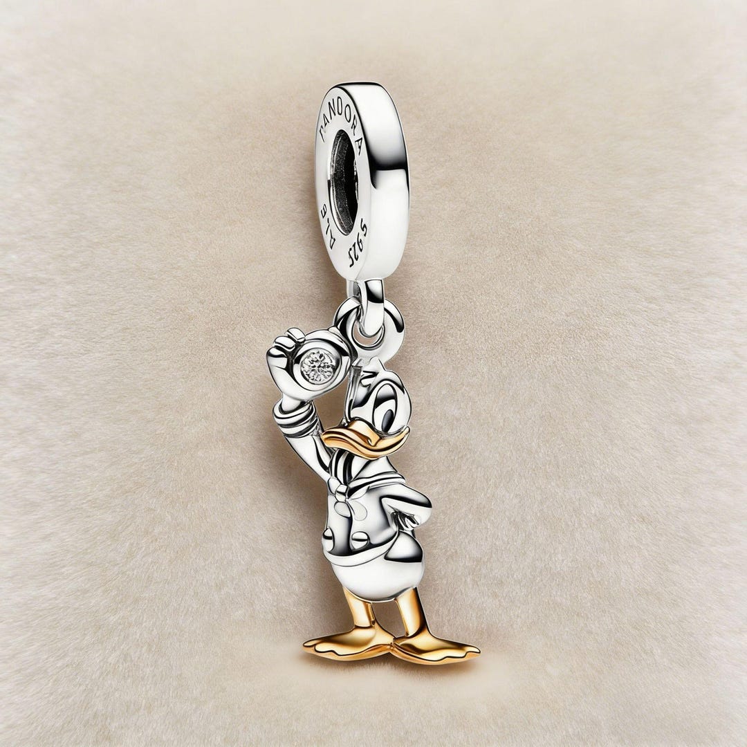 Donald Duck Lab-grown Diamond Dangle Charm | Handmade Silver Charm ...