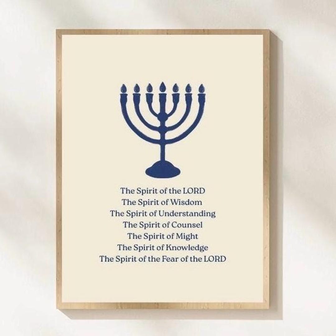 7 Spirits of the Lord Menorah Printable Wall Art, Minimal Symbolic ...
