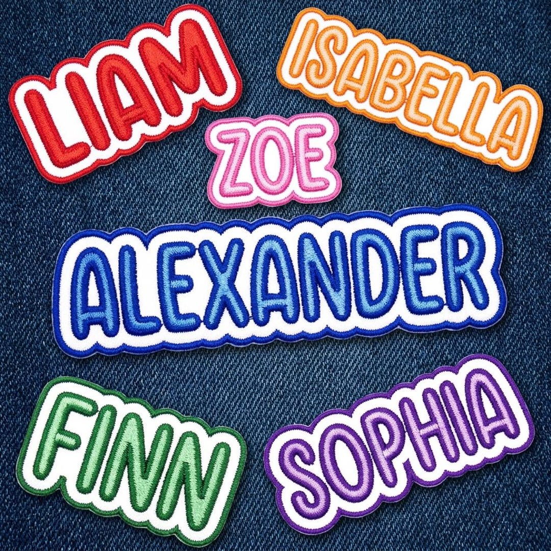 Custom Embroidered Name Patch, Colorful Bubble Letter Iron-on Tag - Etsy