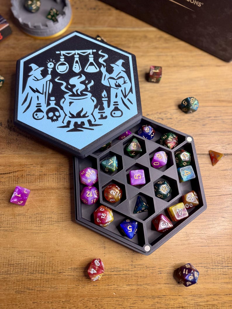 XL Dice Storage Box, D&D RPG Dice Vault With Wizard Design - Etsy