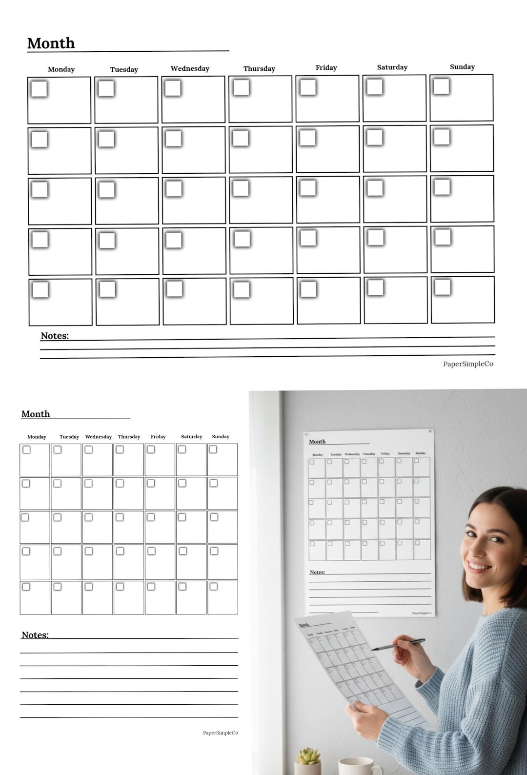 Monthly Planner Printable | Minimal Monthly Planner PDF | Simple ...