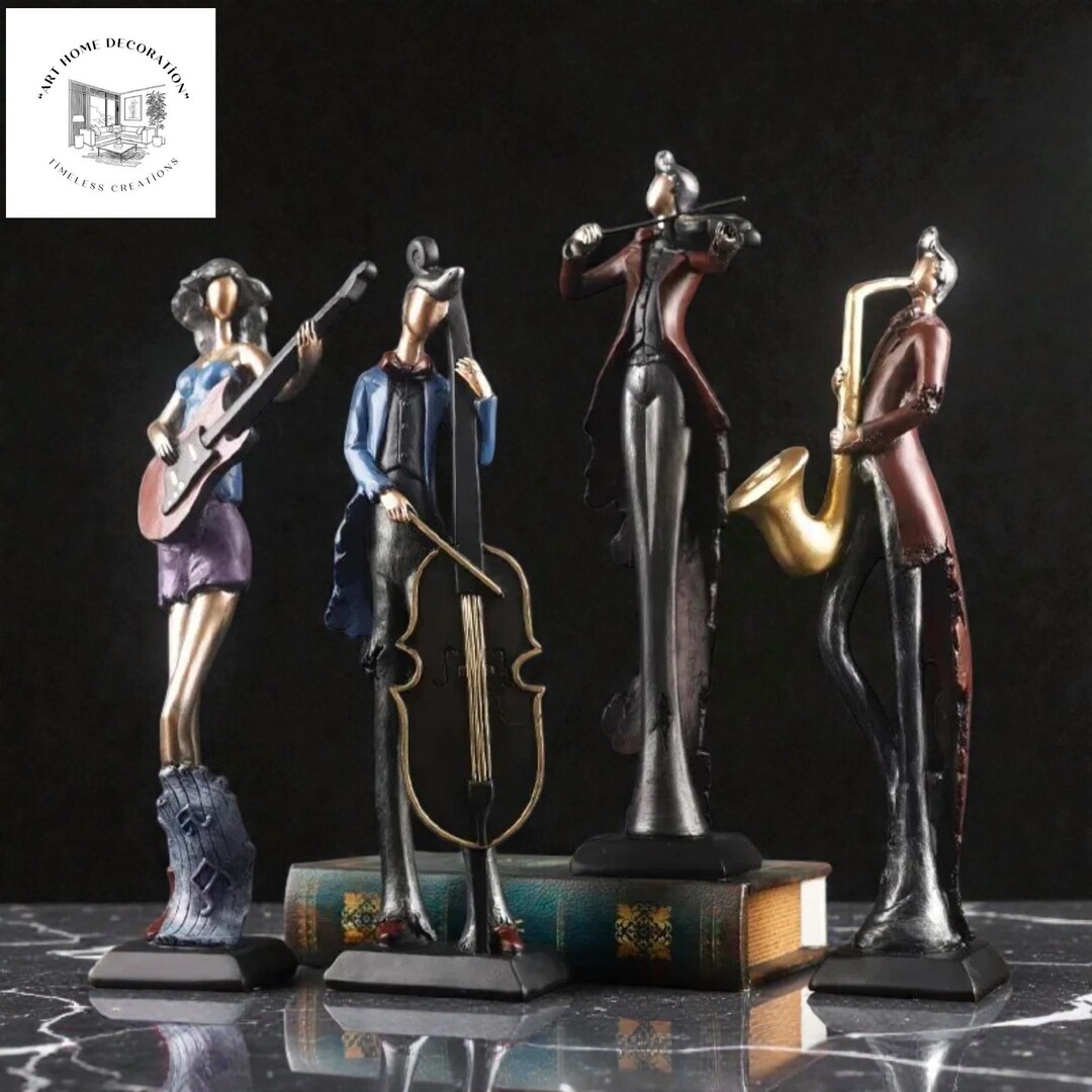 Vintage Resin Musician Figurines, Jazz Band Statue Decor - Etsy