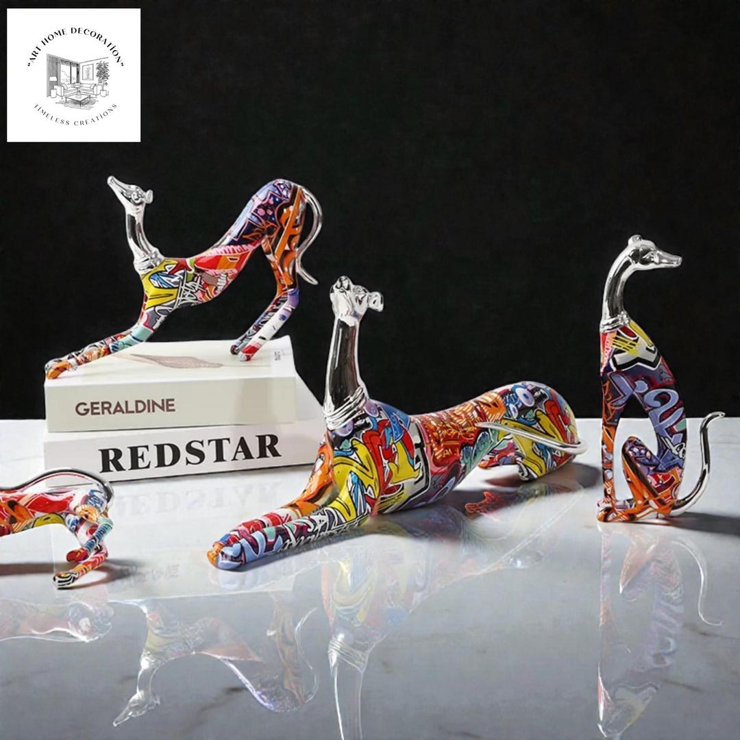 Graffiti Greyhound Statue, Modern Pop Art Resin Dog Sculpture - Etsy
