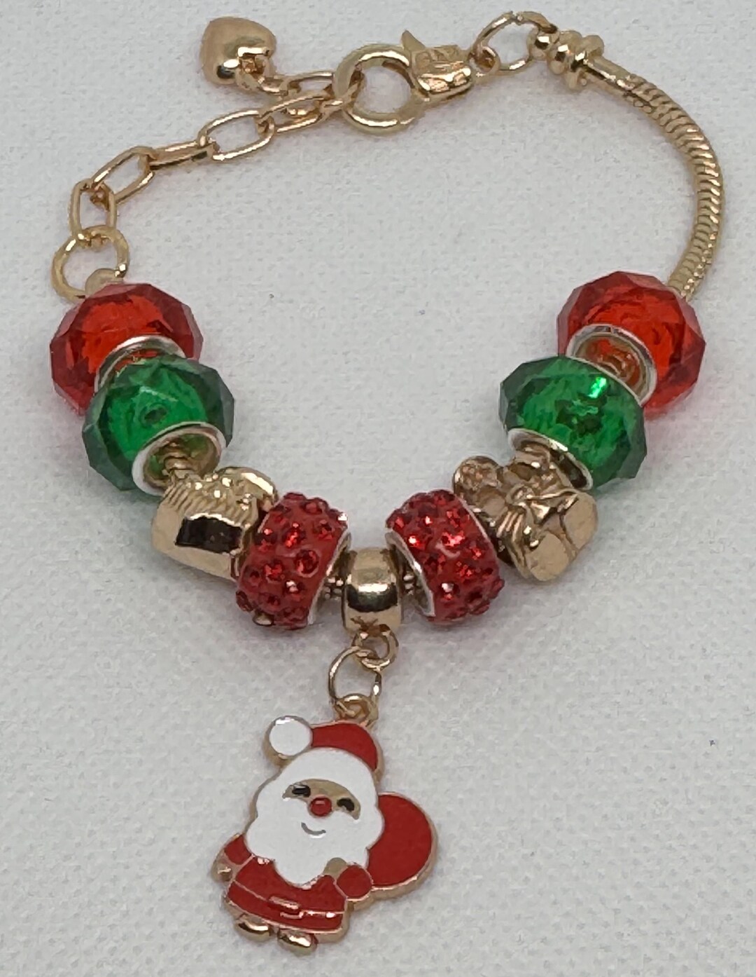 Fun Christmas Themed Charm Bracelet With Santa Charm - Etsy