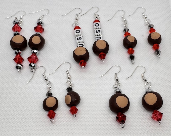 Handmade Real Buckeye Earrings | Authentic Ohio State Jewelry | Natural ...