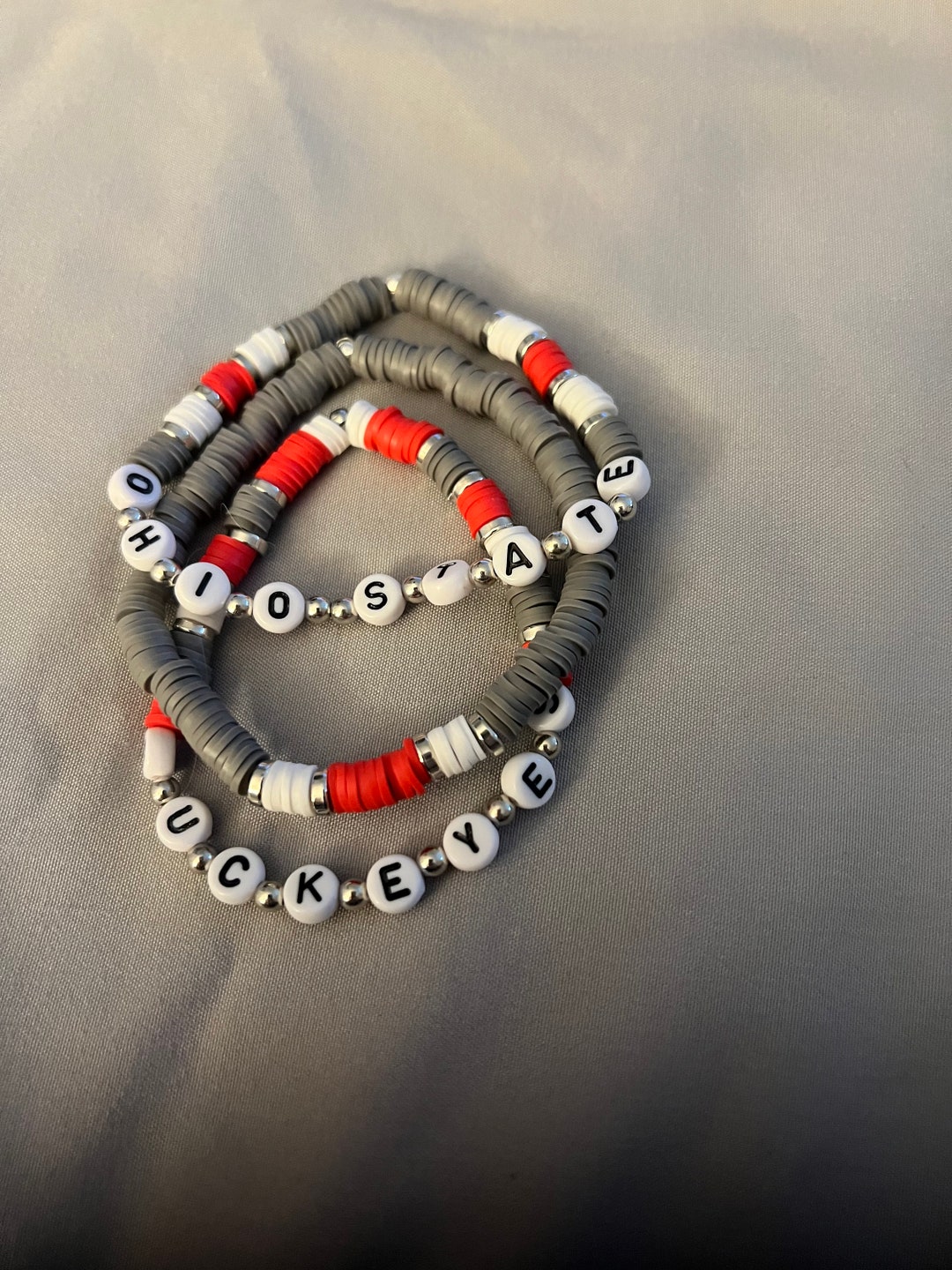 Set of 3 Stacked Ohio State Heishi Bracelets - Grey - Etsy