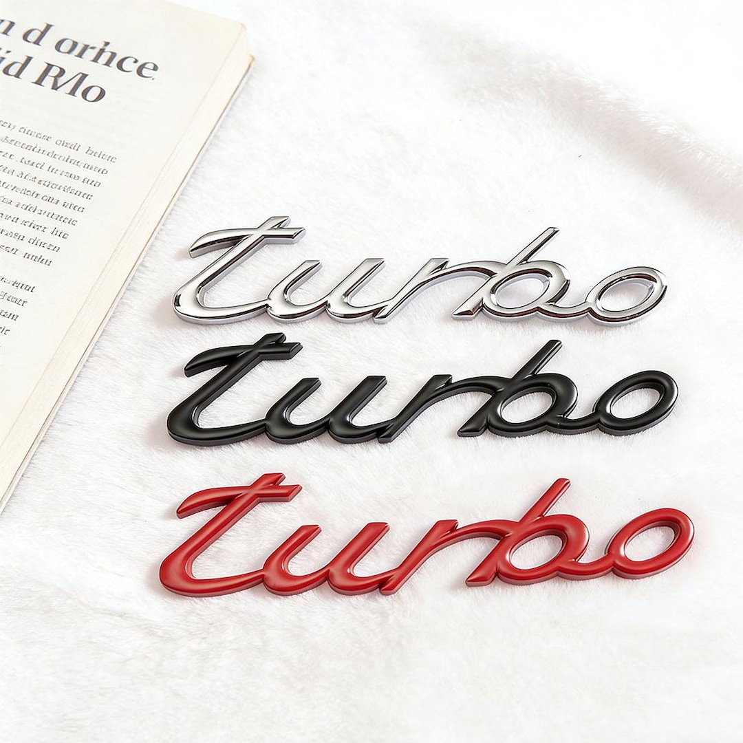 Metal Cursive Turbo Logo Emblem Automotive Rear Trunk Badge Sticker ...