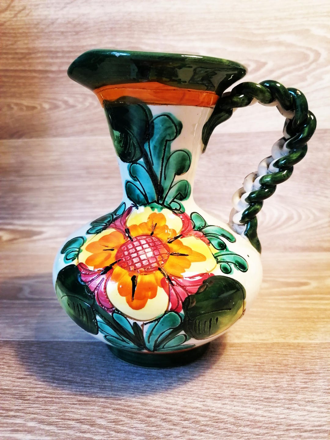 Vintage Italian Sgraffiti Majolica Pitcher/jug - Etsy