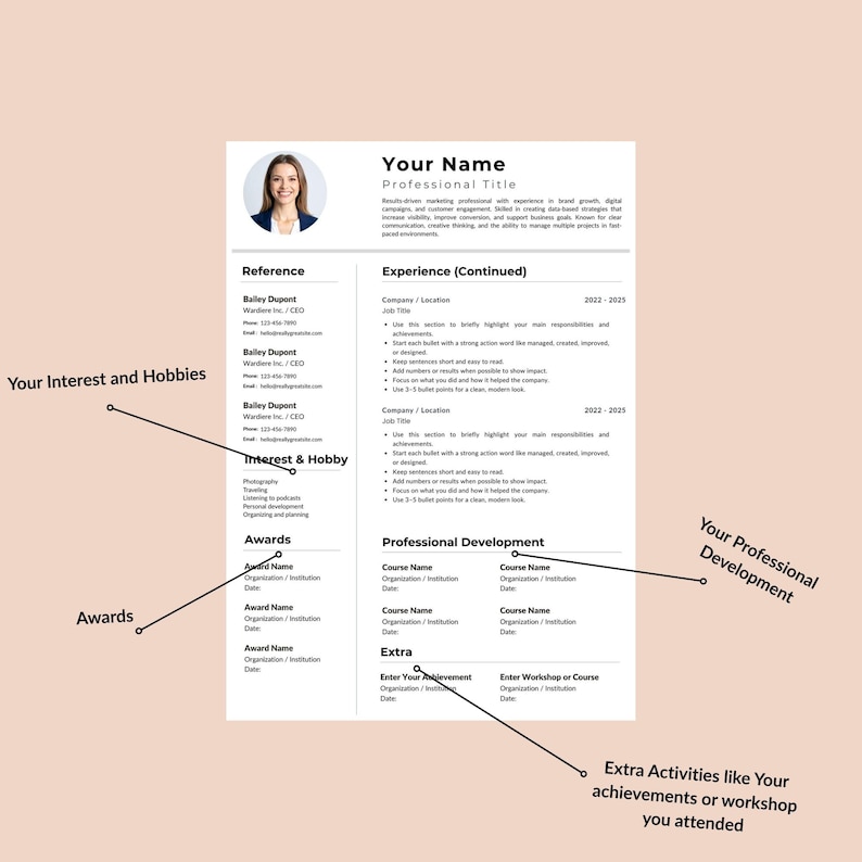 Modern Resume Template Canva | ATS Friendly CV With Cover Letter ...