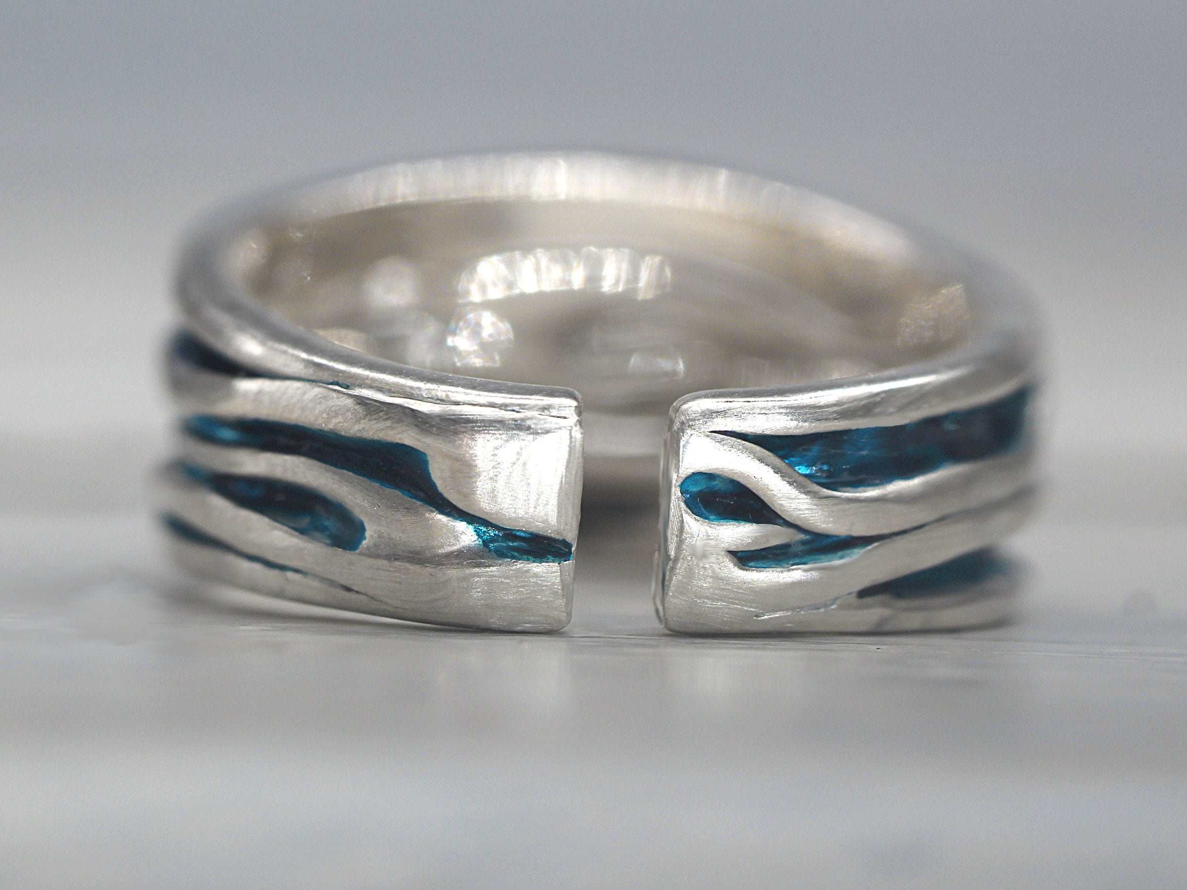 Ocean Ring. Sterling Silver Ring With Embedded Blue Turquoise - Etsy