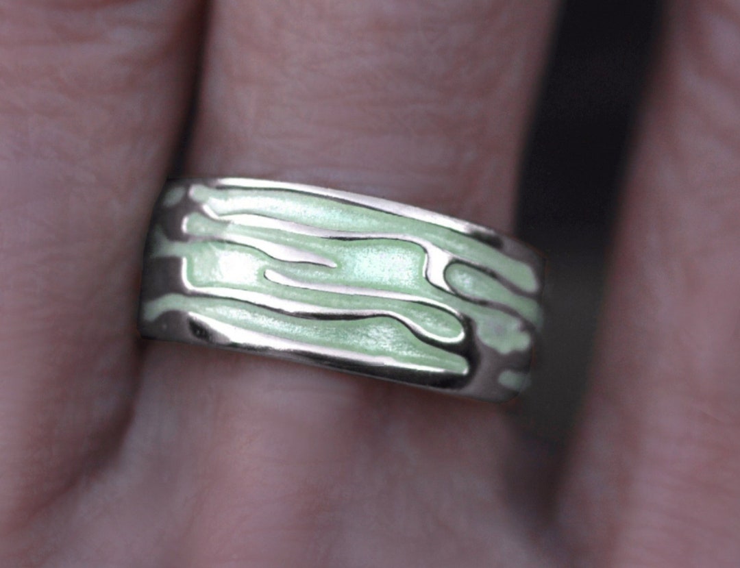 Waves Ring. 925 Sterling Silver. Light Green Enamel. Unique Handmade ...