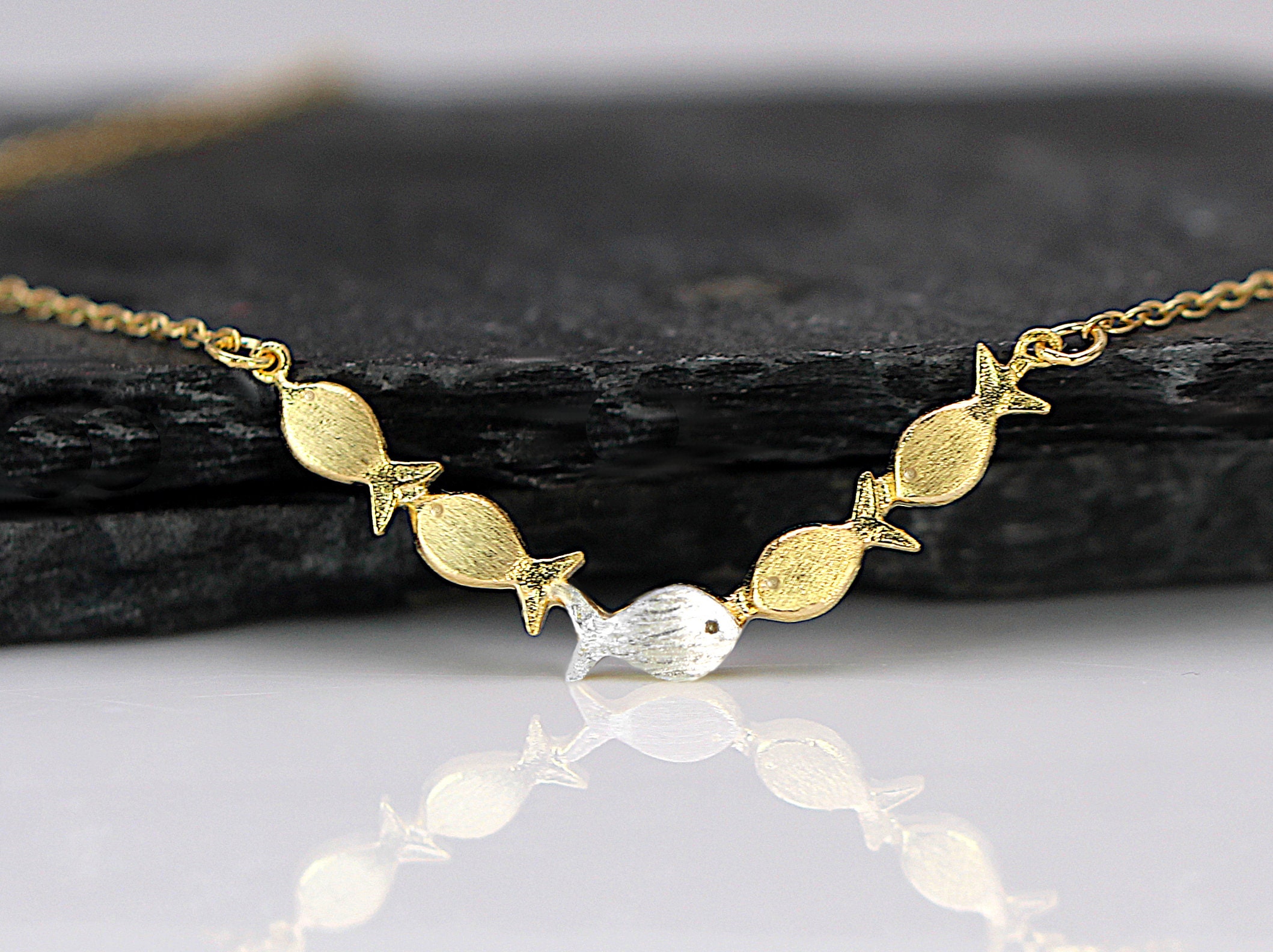 Swimming Against the Current. DAINTY Silver Gold Ring. School - Etsy