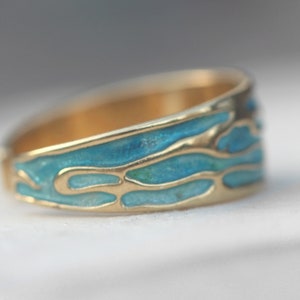 Ocean Ring. 18k Gold Plated Sterling Silver. Enamel in Shades of ...