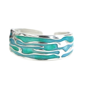 Ocean Ring. Sterling Silver Ring With Embedded Green Turquoise Waves ...