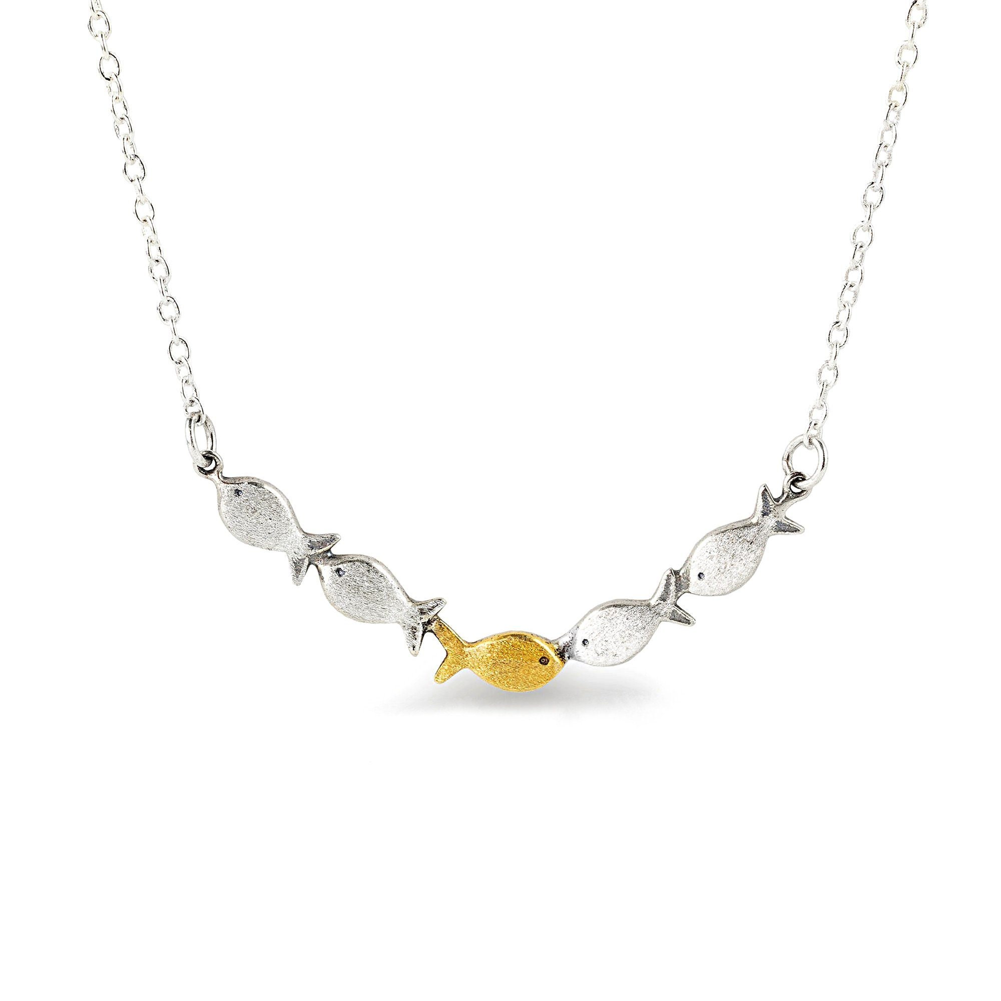 Against the Current. Dainty Sterling Silver Ring. One Golden Fish ...